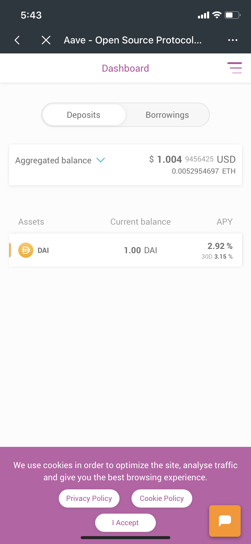 How to use Aave financial in MathWallet – MathWallet